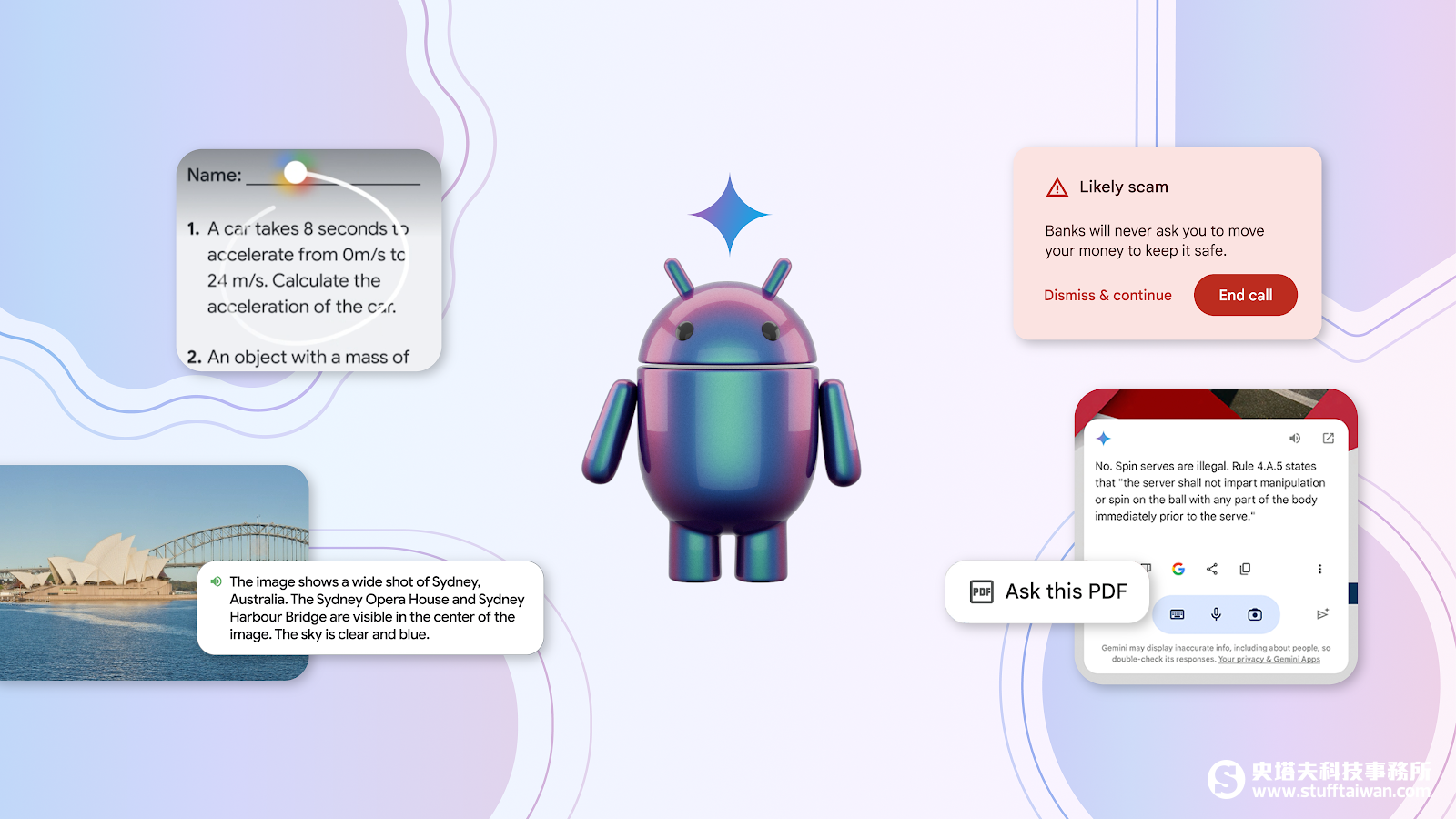 Google AI賦予Android全新功能：畫圈搜尋助學、Gemini更聰明、TalkBack更清晰、防詐騙警報上線 – 史塔夫科技事務所